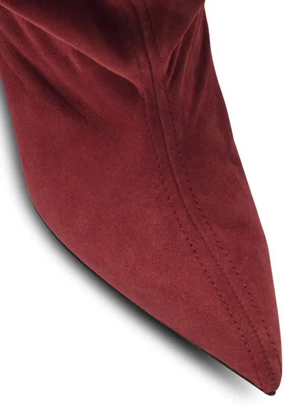 Balmain Suede Wedge Ankle Boots With Logo Detail - Red