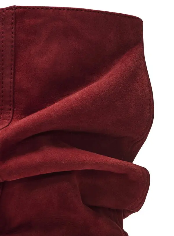 Balmain Suede Wedge Ankle Boots With Logo Detail - Red