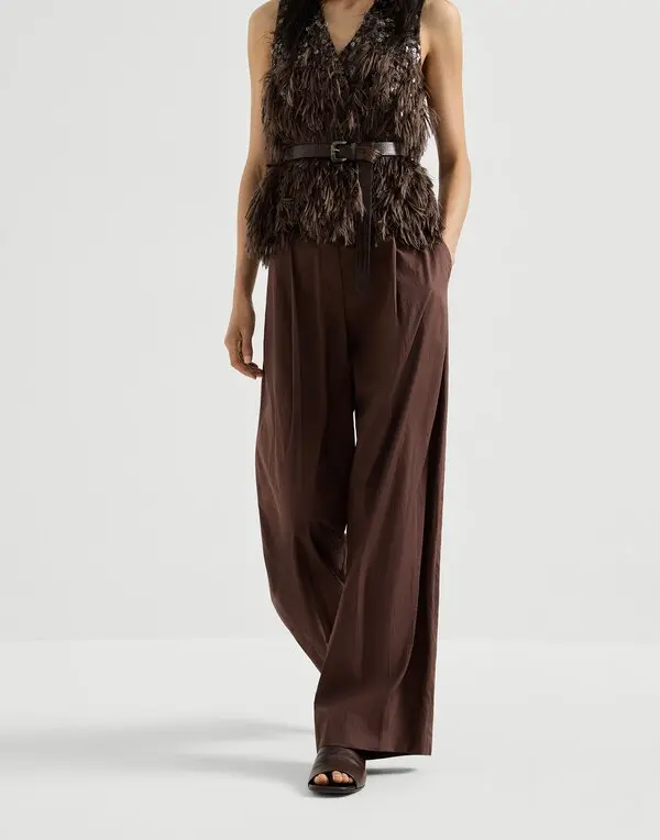 Brunello Cucinelli Pleated Wide-leg Trousers With Monili Detail - Red