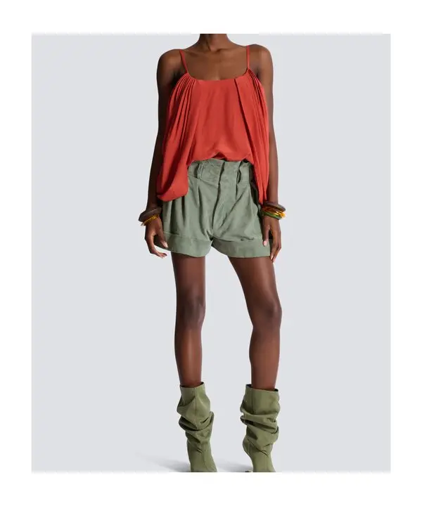 Balmain Draped Silk Crepe Top
