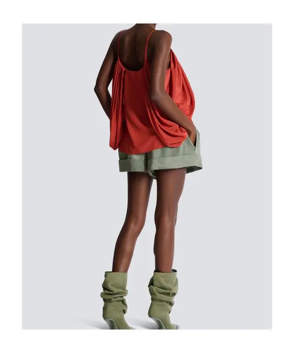 Balmain Draped Silk Crepe Top