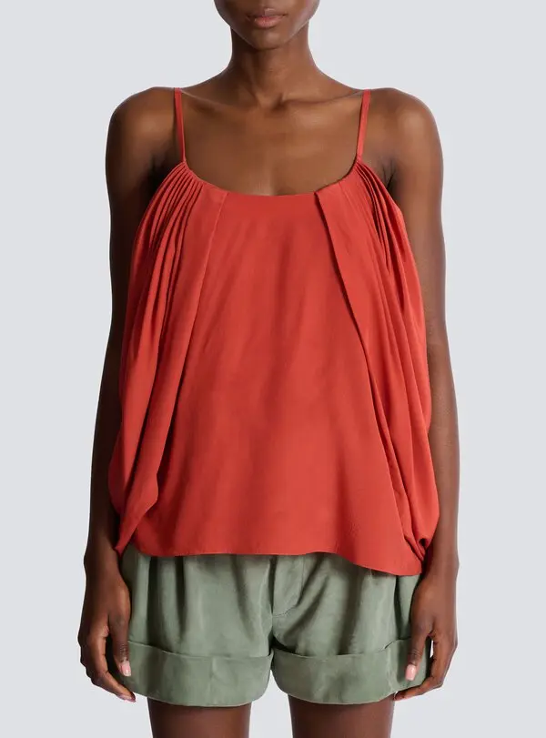 Balmain Draped Silk Crepe Top