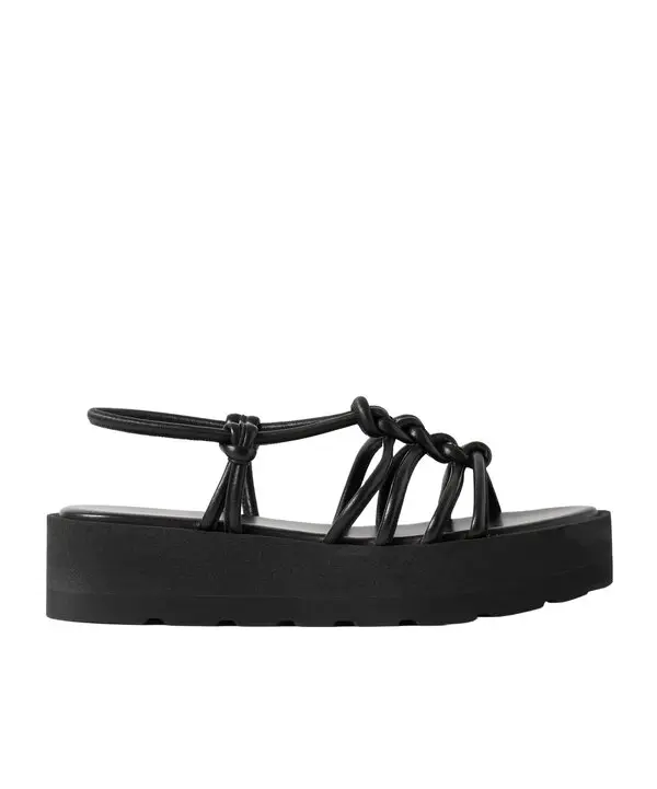 GIANVITO ROSSI Hebe 45 Knotted Leather Platform Sandals - Black