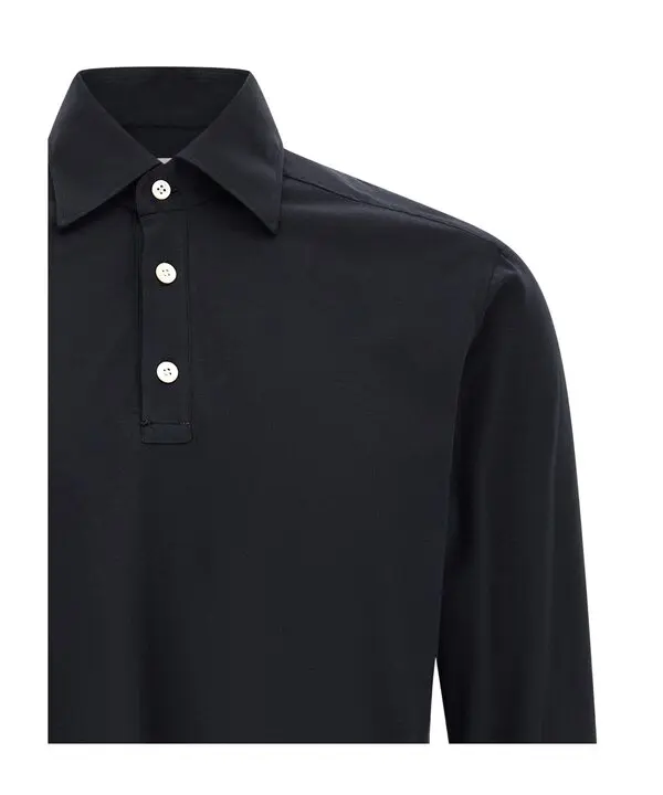 Kiton Positano Long-sleeve Polo Shirt - Blue