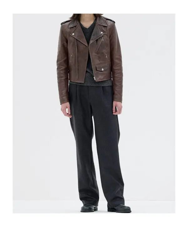 Auralee Leather Zip-detail Biker Jacket