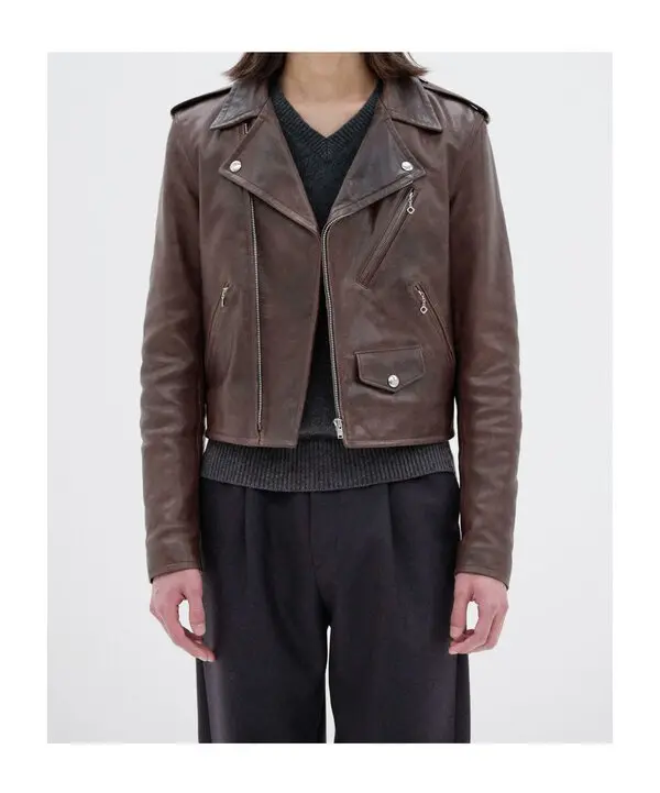Auralee Leather Zip-detail Biker Jacket
