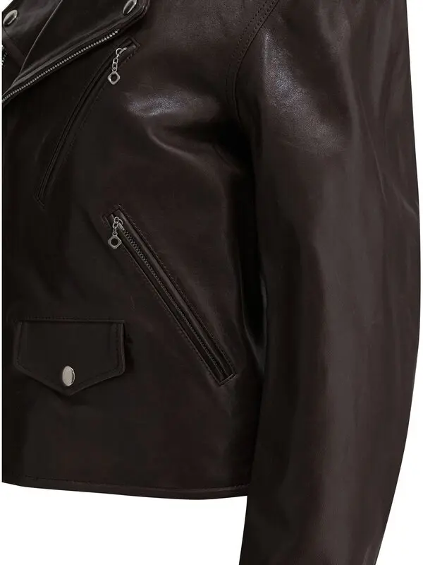 Auralee Leather Zip-detail Biker Jacket