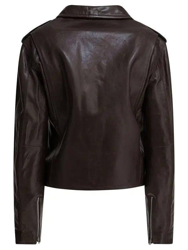 Auralee Leather Zip-detail Biker Jacket