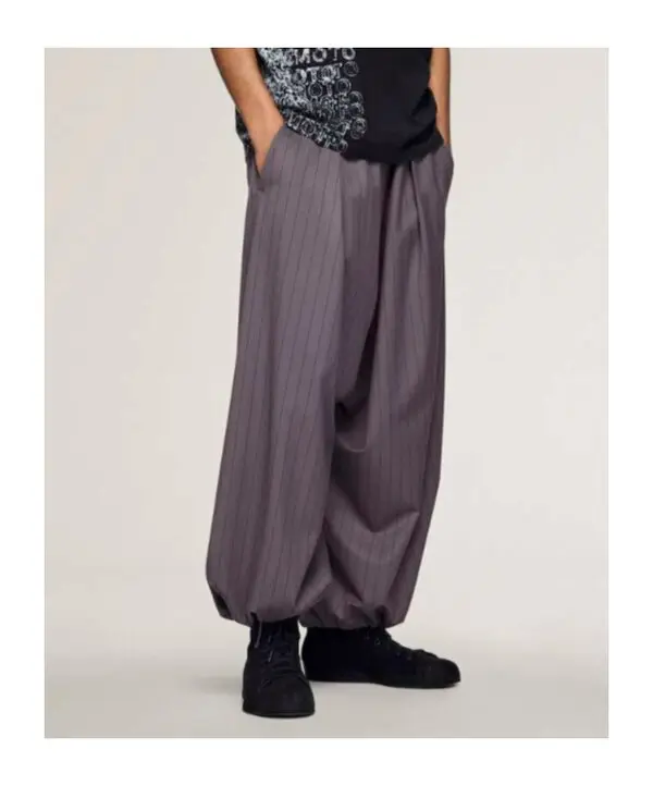 Y3 Pinstriped Drawstring Trousers - Grey