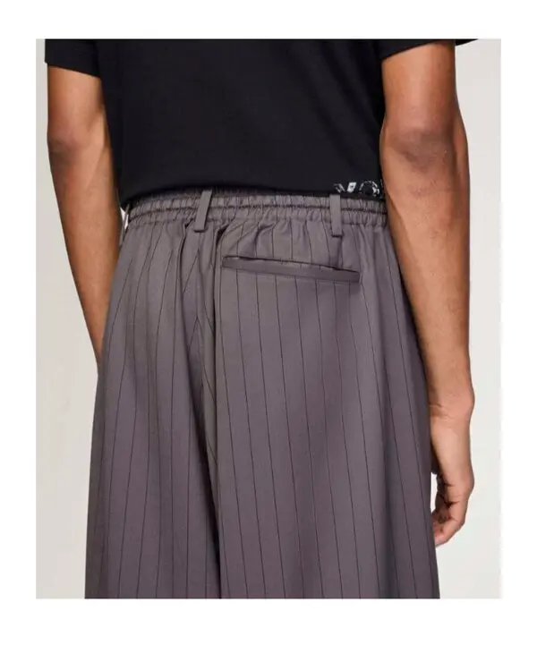 Y3 Pinstriped Drawstring Trousers - Grey