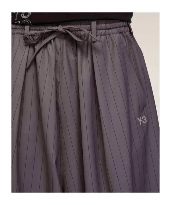 Y3 Pinstriped Drawstring Trousers - Grey