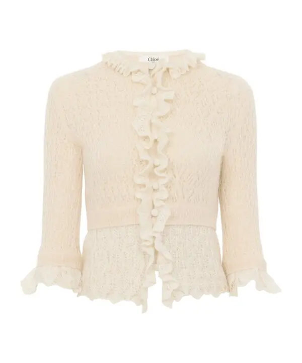 Chloé Ruffled Cropped Cardigan - Black