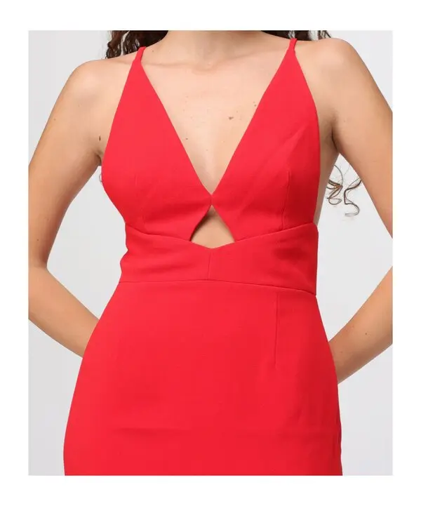 Solace Milly Backless V-neck Maxi Dress - Red
