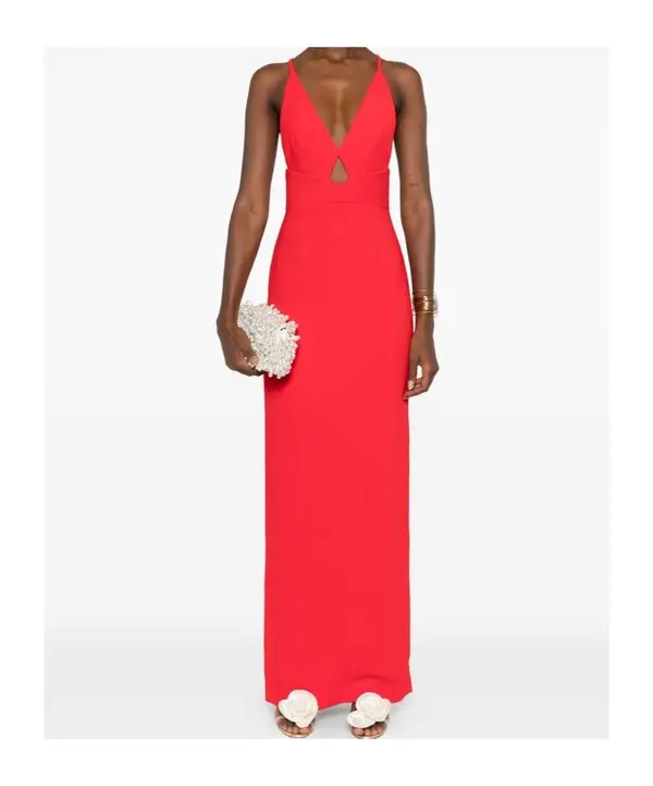 Solace Milly Backless V-neck Maxi Dress - Red