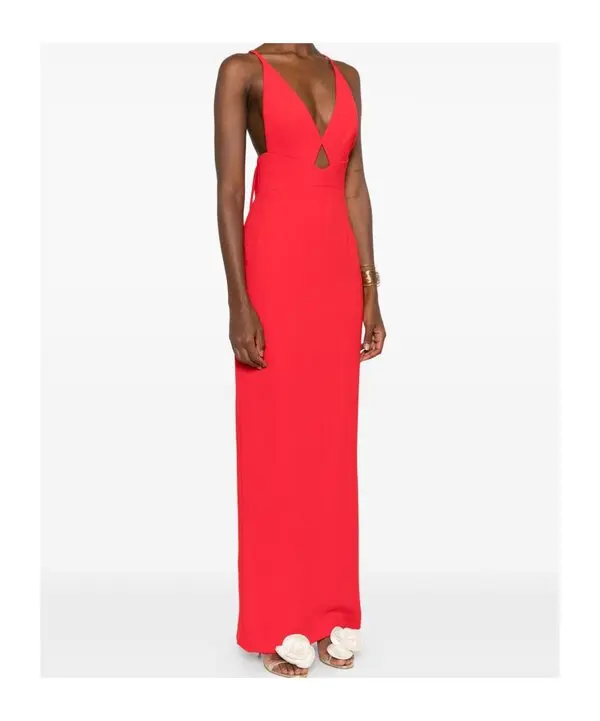 Solace Milly Backless V-neck Maxi Dress - Red