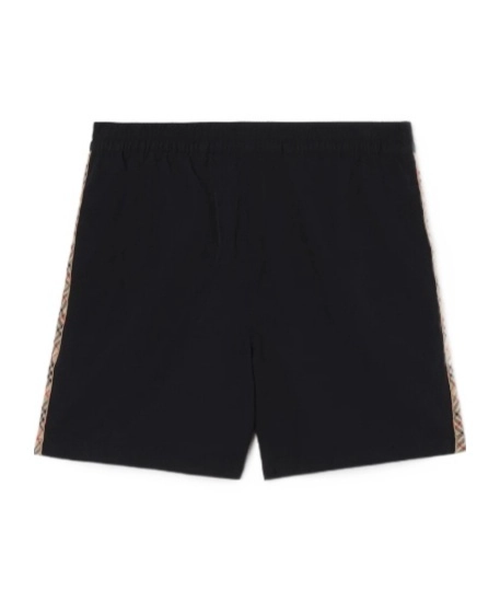 Burberry Check-trim Elasticated Waist Shorts - Black