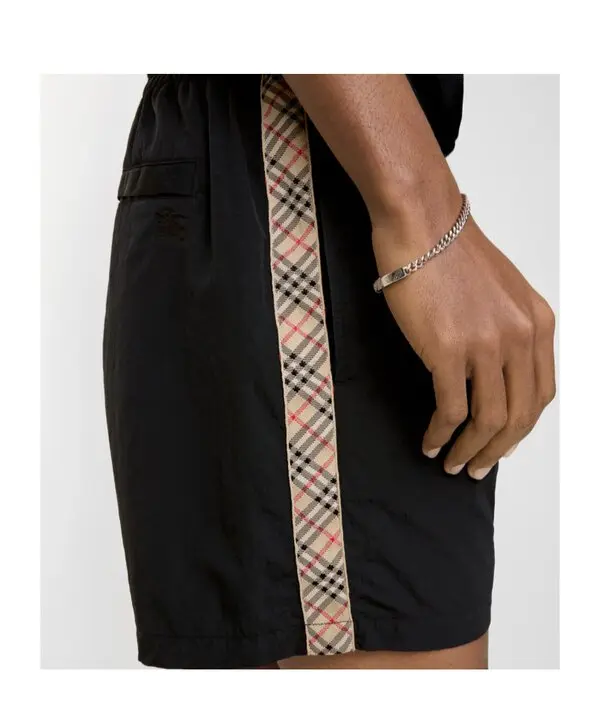 Burberry Check-trim Elasticated Waist Shorts - Black
