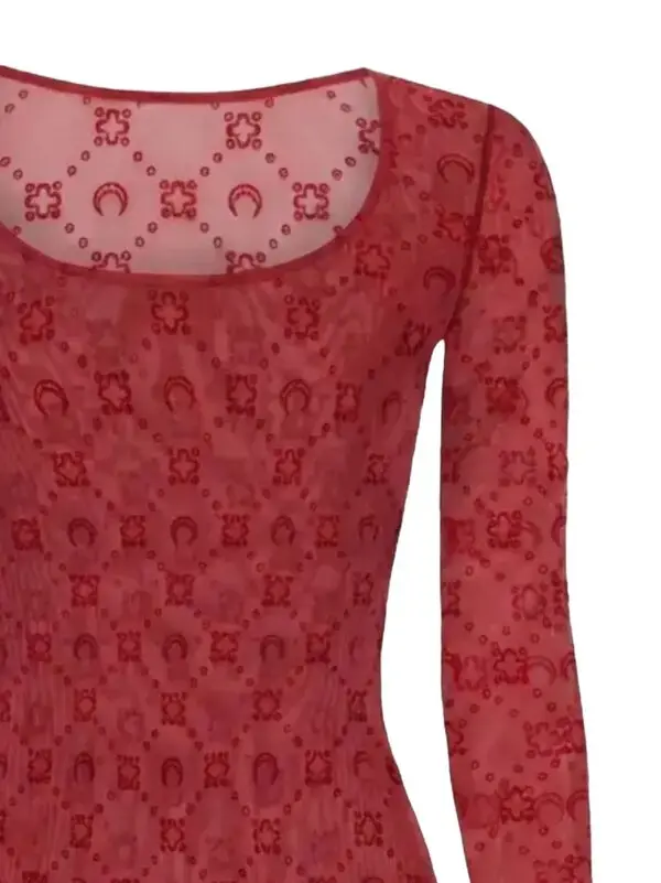 MARINE SERRE Moonogram Mesh Flock Long Sleeve Top - No