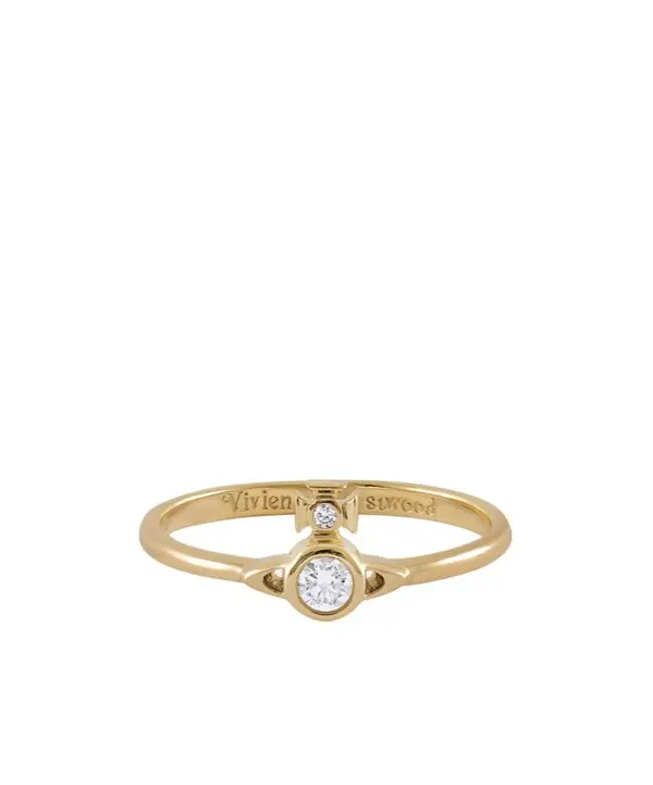 VIVIENNE WESTWOOD Battersea Ring In Polished Recycled Gold With Diamonds - Gold/white