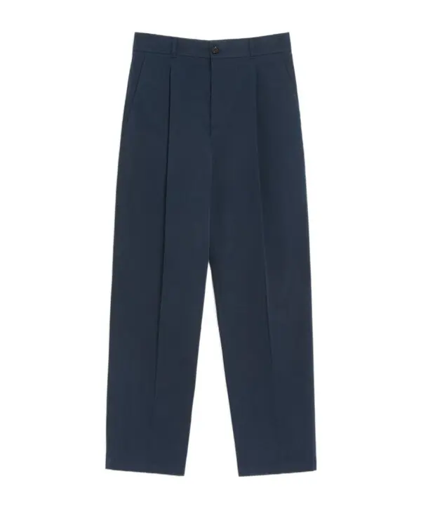 Valentino Garavani Pleated Straight Leg Tailored Trousers - Navy Blue