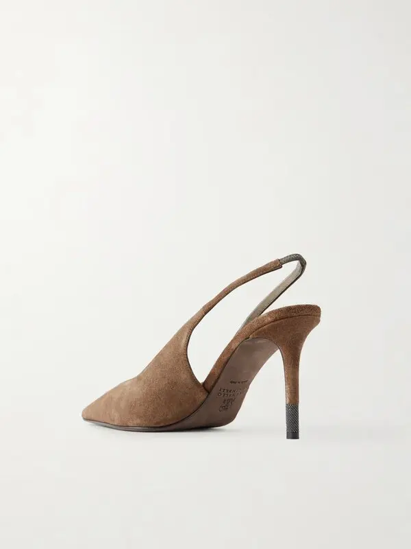 Brunello Cucinelli Suede High-heeled Slingbacks