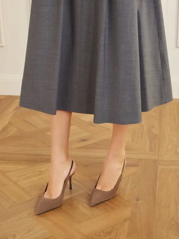 Brunello Cucinelli Suede High-heeled Slingbacks