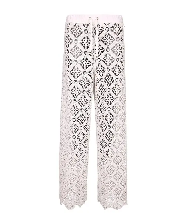 Herno Geometric Lace Wide-leg Pants - White