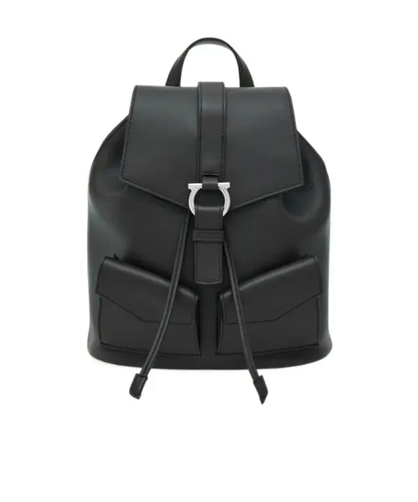 FERRAGAMO Gancini Buckle Backpack - Black