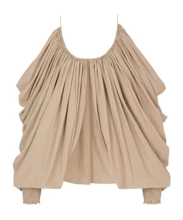 Balmain Strappy Off-the-shoulder Draped Blouse
