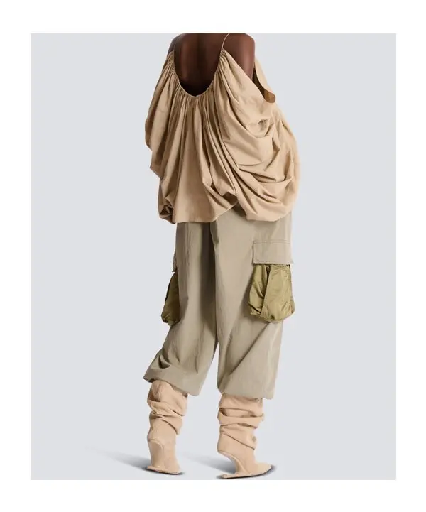 Balmain Strappy Off-the-shoulder Draped Blouse