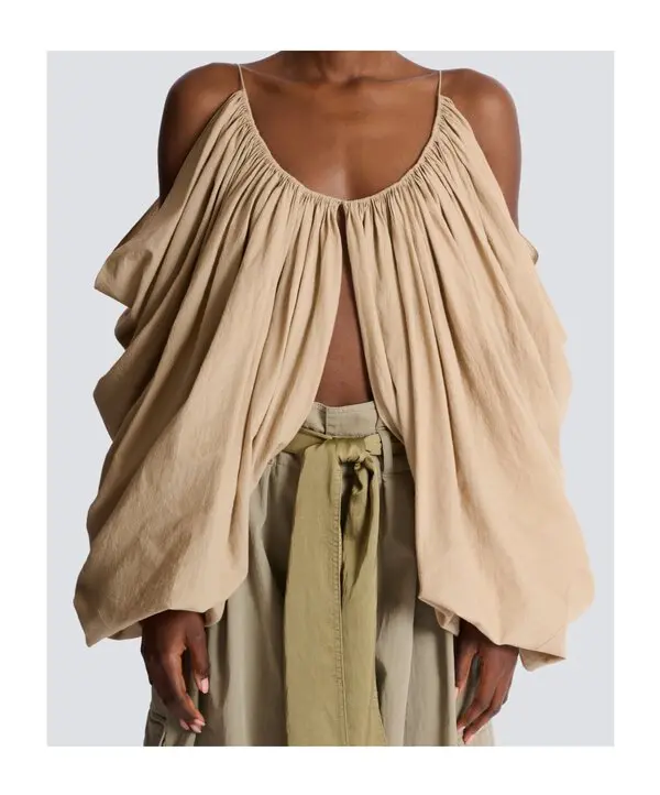 Balmain Strappy Off-the-shoulder Draped Blouse