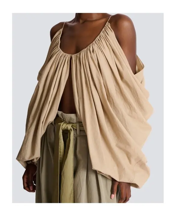 Balmain Strappy Off-the-shoulder Draped Blouse