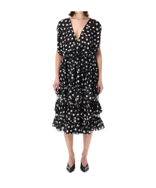 Dries Van Noten Polka Dot Ruffled Midi Dress