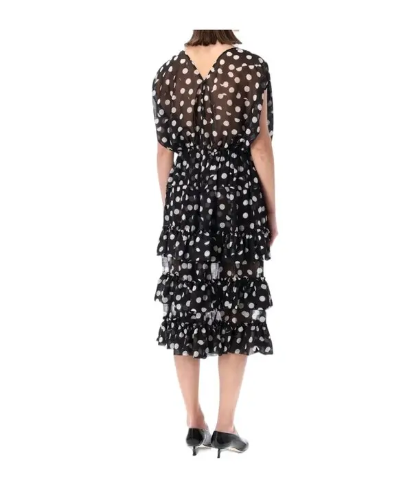 Dries Van Noten Polka Dot Ruffled Midi Dress