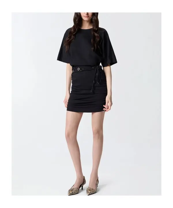 Pinko Ruched Belted T-shirt Dress - Black