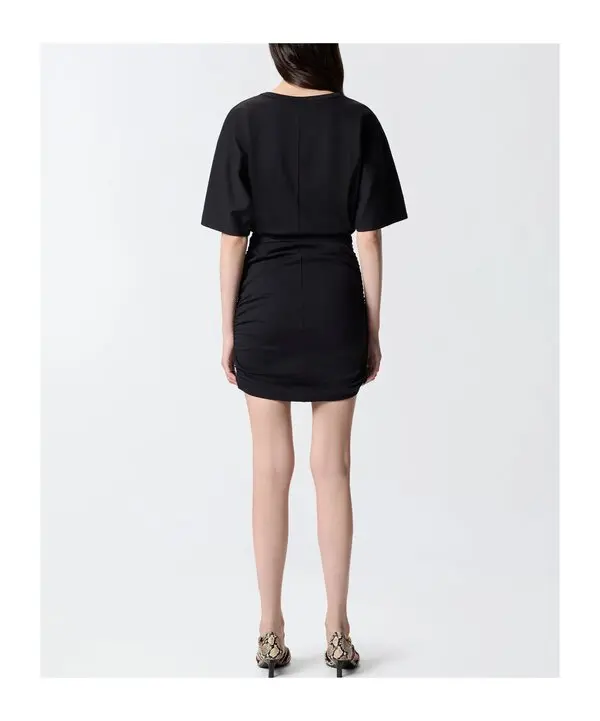 Pinko Ruched Belted T-shirt Dress - Black