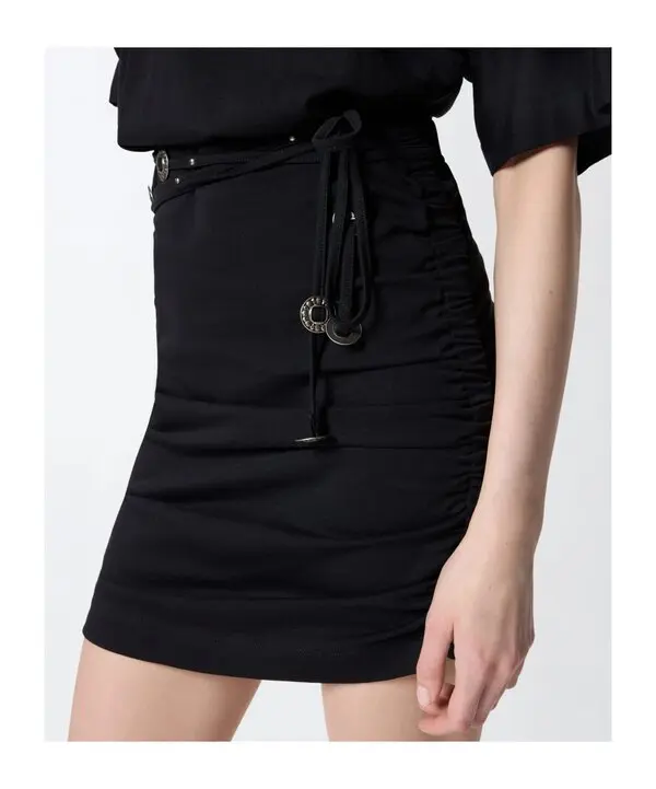 Pinko Ruched Belted T-shirt Dress - Black
