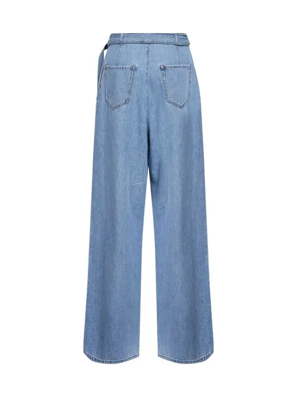Dries Van Noten Pleated Wide-leg Jeans - Light Blue