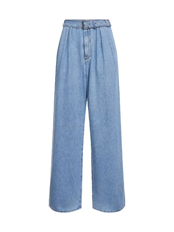 Dries Van Noten Pleated Wide-leg Jeans - Light Blue