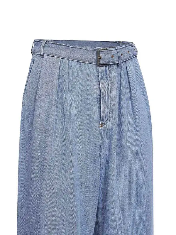 Dries Van Noten Pleated Wide-leg Jeans - Light Blue