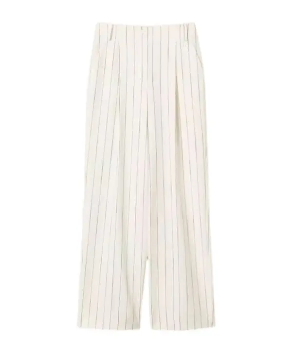 TWINSET Pinstripe Palazzo Trousers - White