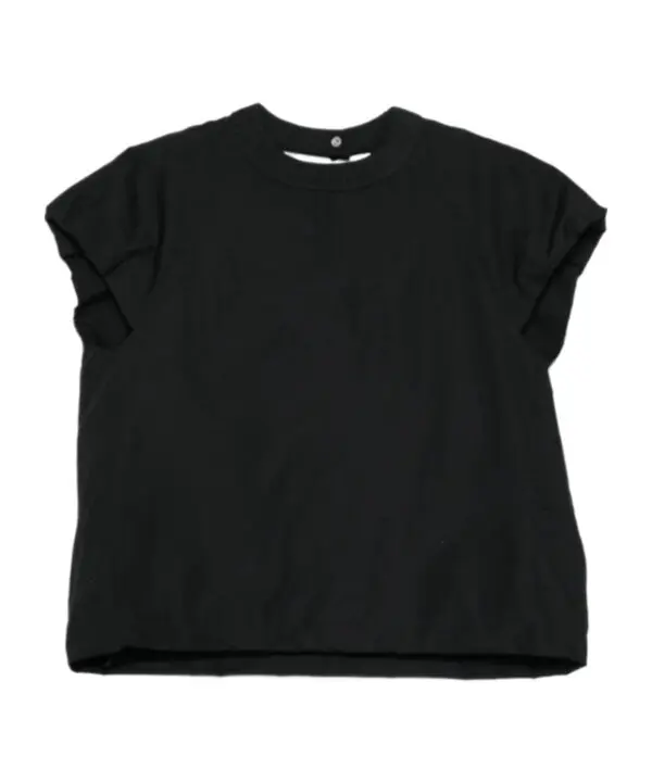 Sacai Poplin Open-back Short Sleeve Top With Drawstring Hem