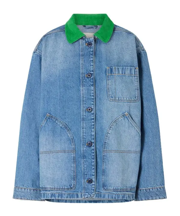 DÔEN Pascual Corduroy-trimmed Denim Jacket - Blue