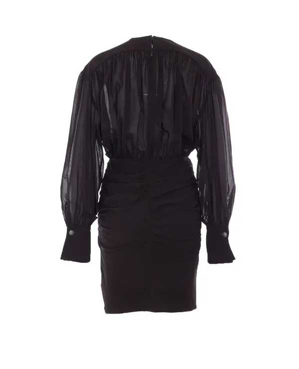 Pinko Long Sleeve V-neck Mesh Dress