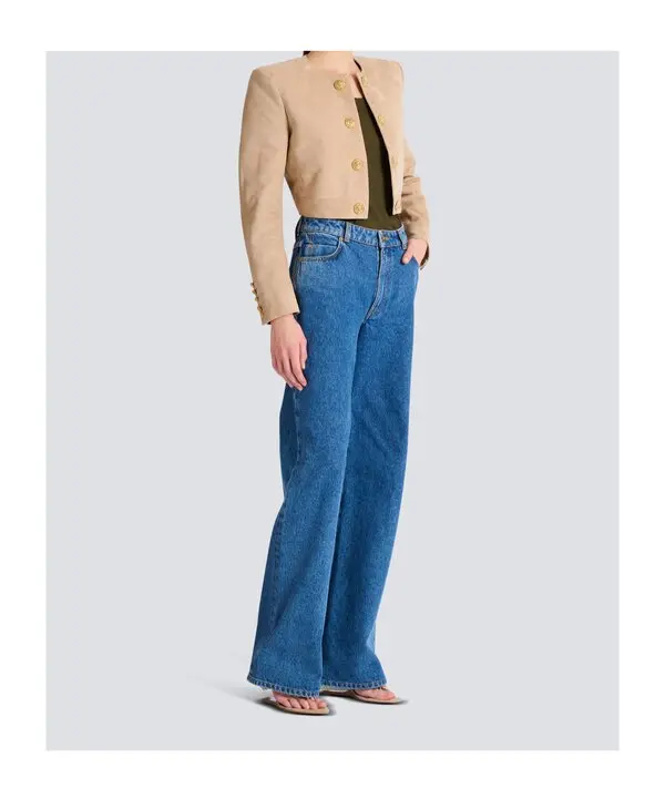 Balmain Button Detailed Cropped Jacket - Beige