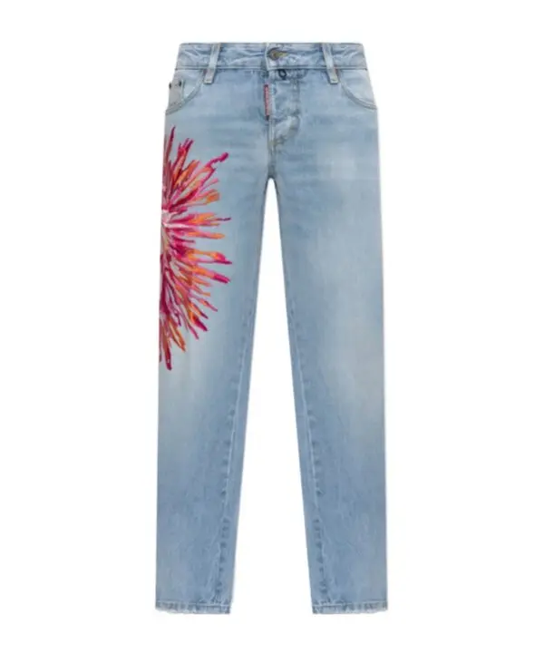 Dsquared2 Jenna Embroidered Straight Jeans