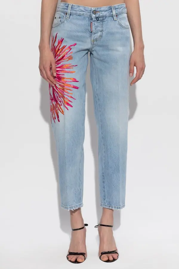 Dsquared2 Jenna Embroidered Straight Jeans