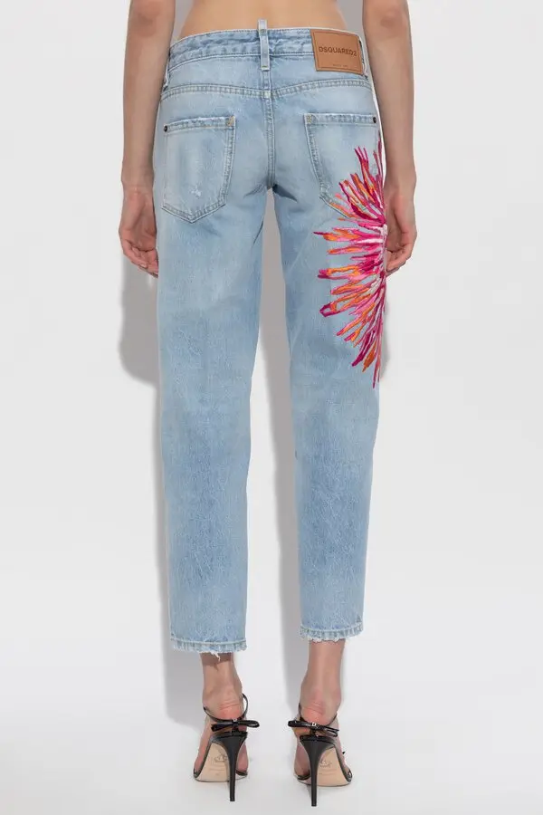 Dsquared2 Jenna Embroidered Straight Jeans