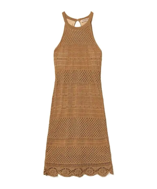 TWINSET Openwork Halterneck Knitted Dress - Brown