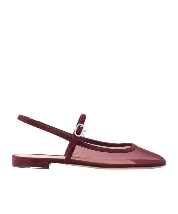GIANVITO ROSSI Suede-trimmed Mesh Slingback Flats